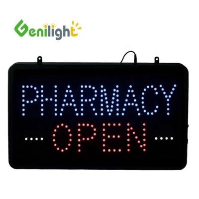 China Animated Motion LED Letter PHARMACY Open Sign Billboard with Adjustable Brightness for sale