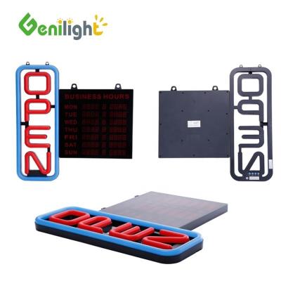 Cina Consumo Genilight GLT-LSN6050H-001 Rosso Blu Colore Neon Segno LED Aperto Con Orari in vendita