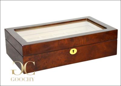 China Walnut Wood Glass Display Case / 12 Watch Display Case For Daniel Wellington for sale