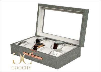 China Luxury Watch Storage Box  / Leather Watch Storage Case Tempered Glass for sale