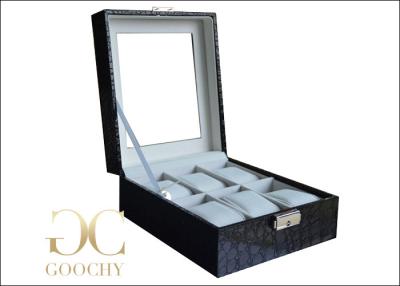 China Leather Mens Watch Box / Leather Watch Storage Case with Glass Top for sale
