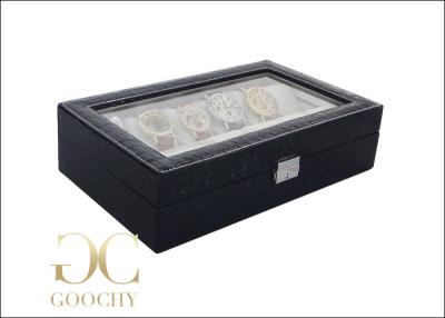 China Full Handmade PU Leather Watch Storage Case For 12 Wrist Watches Boxes Black for sale