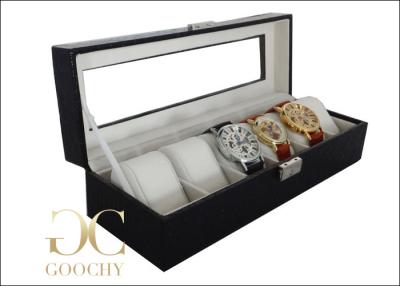 China Handmade Leather Watch Case / Wrist Watch Storage Boxes Black for sale