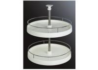 China Iron + Plastic White Kitchen Pull Out Basket Two Layers Cirular Shape for sale