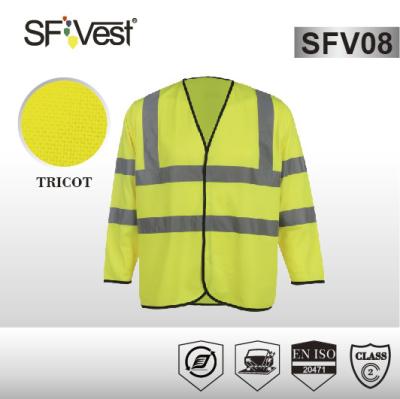 China veste 100% reflexiva da segurança do longsleeve de tricô do poliéster com fita reflexiva, certificado do ISO 20471 do EN da reunião à venda
