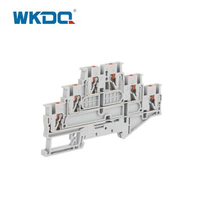 中国 JPT 2.5 - 3L Push In Triple Level Terminal Blocks DIN Rail Flame Retardant PA66 販売のため