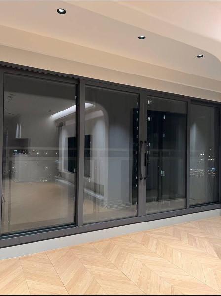 Quality Ultra Slim Black Aluminum Sliding Glass Door For Modern Balcony And Patio for sale