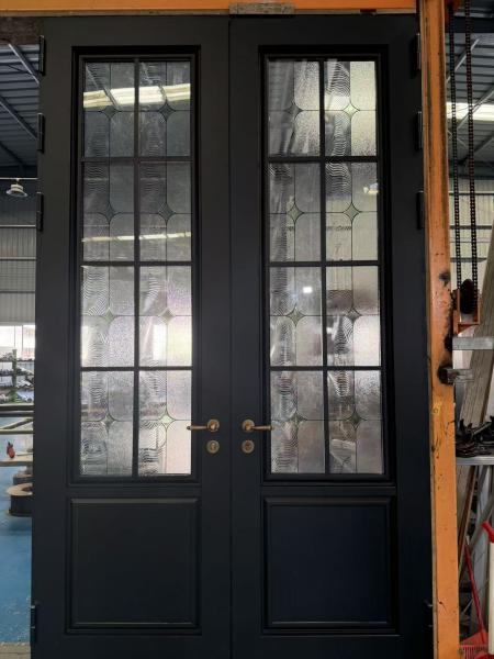 Quality Custom Black French Aluminum Double Glass Door For Villa Entrance for sale