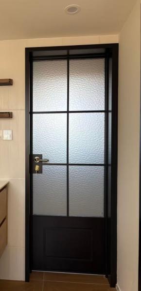 Quality Custom Black Aluminum Single Glass Door For Bathroom And Interior for sale