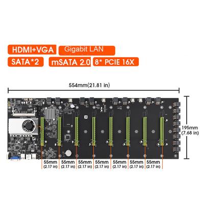 China Intel® Celeron 1037U 8 GPU Mining PC Motherboard 8 PCIE 16X 55mm Spacing for sale