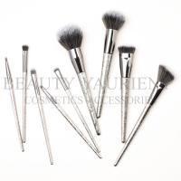 China Private Design Basic Makeup Brush Set With Irregular Grains Plastic Handle for sale