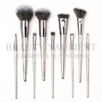 China Private Design Basic Makeup Brush Set With Irregular Grains Plastic Handle for sale