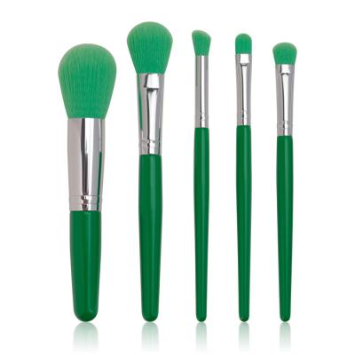 Cina spazzole di trucco della maniglia di verde dei capelli dell'insieme PBT della spazzola e della borsa di trucco 5pcs in vendita