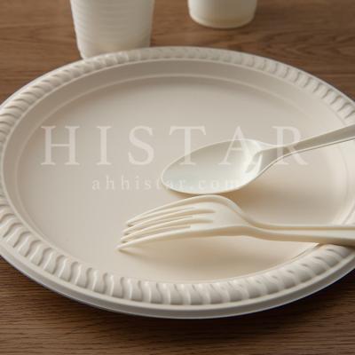 China Pure color healthy disposable cornstarch dinner plates biodegradable food plates for sale