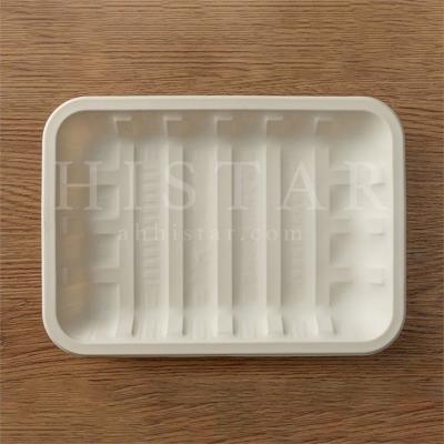 China Biodegradable Disposable Corn Starch Food Tray Rectangular Fruit Tray for sale