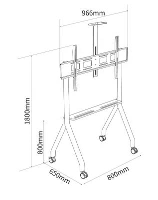 China Mobile Stand for 55-75 Inch Interactive Flat Panel Display Screen 100kg Capacity for sale