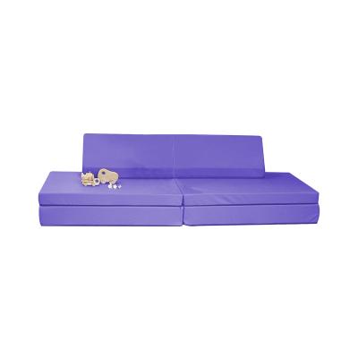 China Purple Versatile Microsuede Fabric Foam Play Couch For Playroom for sale