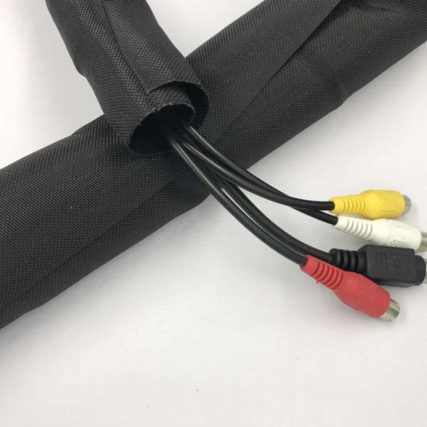 Flexible Cable Management Protection Self Wrapping Split Braided Sleeving PET Material