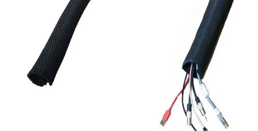 Flexible Cable Management Protection Self Wrapping Split Braided Sleeving PET Material