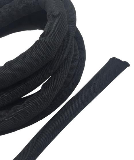 Flexible Cable Management Protection Self Wrapping Split Braided Sleeving PET Material