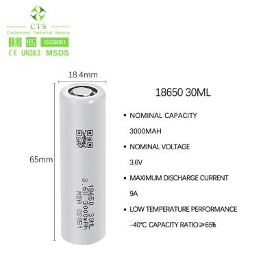 China Cts 18650 Li Ion Battery Cell 1500mah 2000mah 3000mah Rechargrable Lithium Phosphate Battery for sale