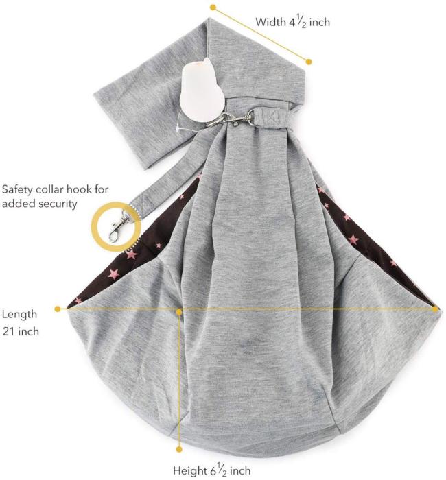 Well-Made Pet-Approved Dog Bag Puppy Carrier Sling with Safety Collar Hook