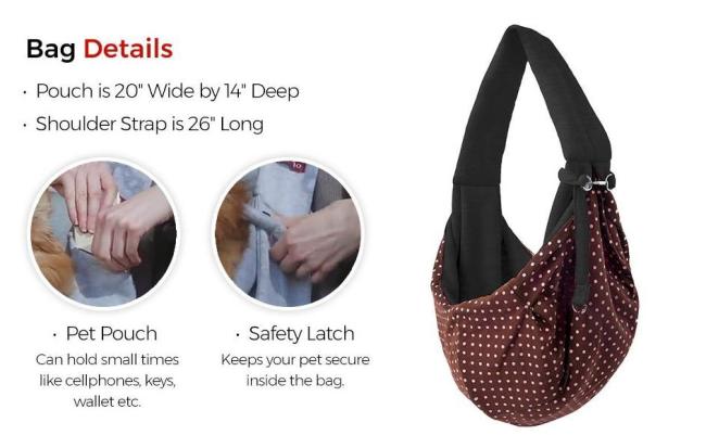 Reversible Pet Papoose Bag Soft Easily Washable Pouch Carrier Sling