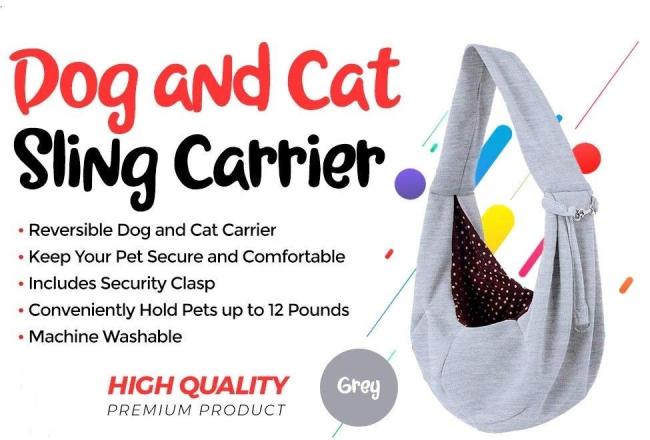Reversible Pet Papoose Bag Soft Easily Washable Pouch Carrier Sling