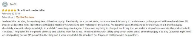 Dog Sling Carrier Added Adjustable Security Clasp Safe Pet Puppy Pouch