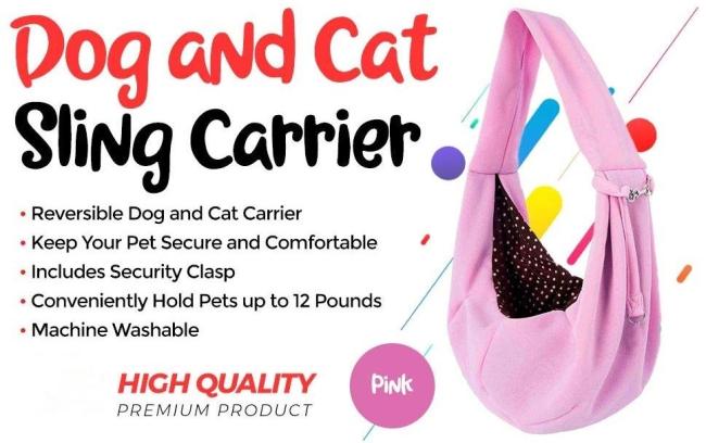 Adorable Portable Pet Papoose Pink Bag Sling Bag Carrier for Cats & Dogs