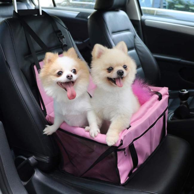 Pet Reinforce Car Booster Seat for Dog Cat Portable and Breathable Bag with Seat Belt Dog Carrier Safety Stable for Travel with Clip on Leash