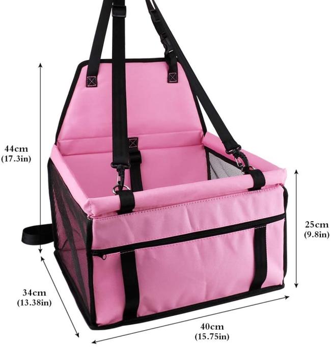 Pet Reinforce Car Booster Seat for Dog Cat Portable and Breathable Bag with Seat Belt Dog Carrier Safety Stable for Travel with Clip on Leash