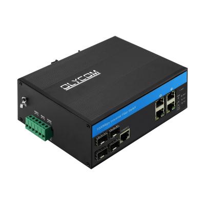 China Industriële Gigabit Managed 4 SFP 4 rj45 Glasvezel Switch IEEE 802.3x 12V 24V Te koop