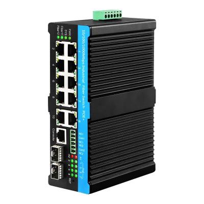 Cina 90w 10/100/1000M Industrial 2SFP 8RJ45 POE Switch Ethernet Gigabit gestito in vendita
