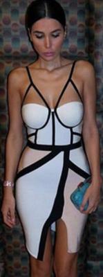 Cina Il bianco ed il nero hanno tagliato il vestito dalla fasciatura per il partito/cocktail/club in vendita