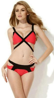 Cina Costume da bagno in due pezzi trasversale sexy della fasciatura, dimensione del costume da bagno della fasciatura varia in vendita