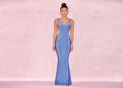 China New Designs Blue Elegant Maxi Strap Backless  Women Bandage Dress for sale