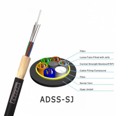 Cina Cavo ad alta velocità ADSS in fibra ottica per esterni g652d 24 fili a nucleo singolo di 300 filati di aramide doppia giacca PE in vendita
