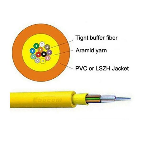 Quality GJFJH Indoor Optic Fiber Cable Tight Buffer 2 4 12 24 Core SM MM OM1 OM2 For for sale