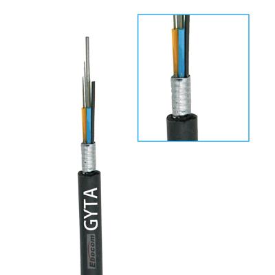 China G652D Single Mode GYTA 12-Core Outdoor Armored Fiber Optic Cable Loose Tube Stranded Aluminum Tape Armored PE Jacket Suitable for Long Distance Backbone Networks for sale