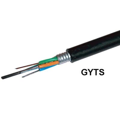 China Reliable GYTS Fiber Optic Cable 24 Core Armored Design with Steel Tape and PE Jacket for Outdoor Networks for sale