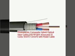 Photoelectric Composite Hybrid Optical Fiber Cable GYXTW RVV Armoured 12 Cores with Power Cable