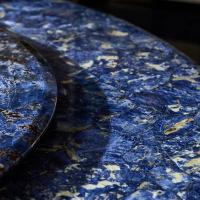 China Natural Blue Round Marble Dining Table Brazil Cloisonne Stone Dining Table For Home for sale