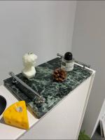China Pradas Verde Green Marble Vanity Tray Rectangular With Polished Surface for sale