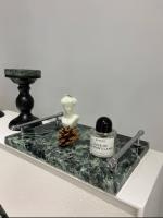 China Pradas Verde Green Marble Vanity Tray Rectangular With Polished Surface for sale