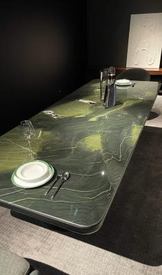 China Brazilian Honed Marble Dining Table Green Marble Top Dining Table Heavyweight High Durability for sale