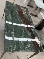 China Cambodia Honed Green Rectangular Marble Dining Table Kitchen Table Marble Top for sale