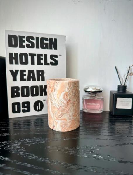 Quality PinkShell Marble Candle Holder With Artistic Stone Design For Interior for sale