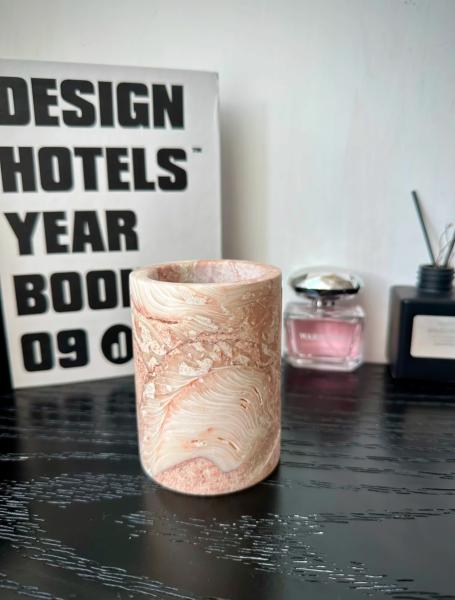 Quality PinkShell Marble Candle Holder With Artistic Stone Design For Interior for sale
