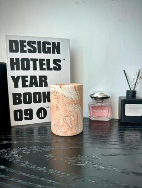 Quality PinkShell Marble Candle Holder With Artistic Stone Design For Interior Decoration for sale